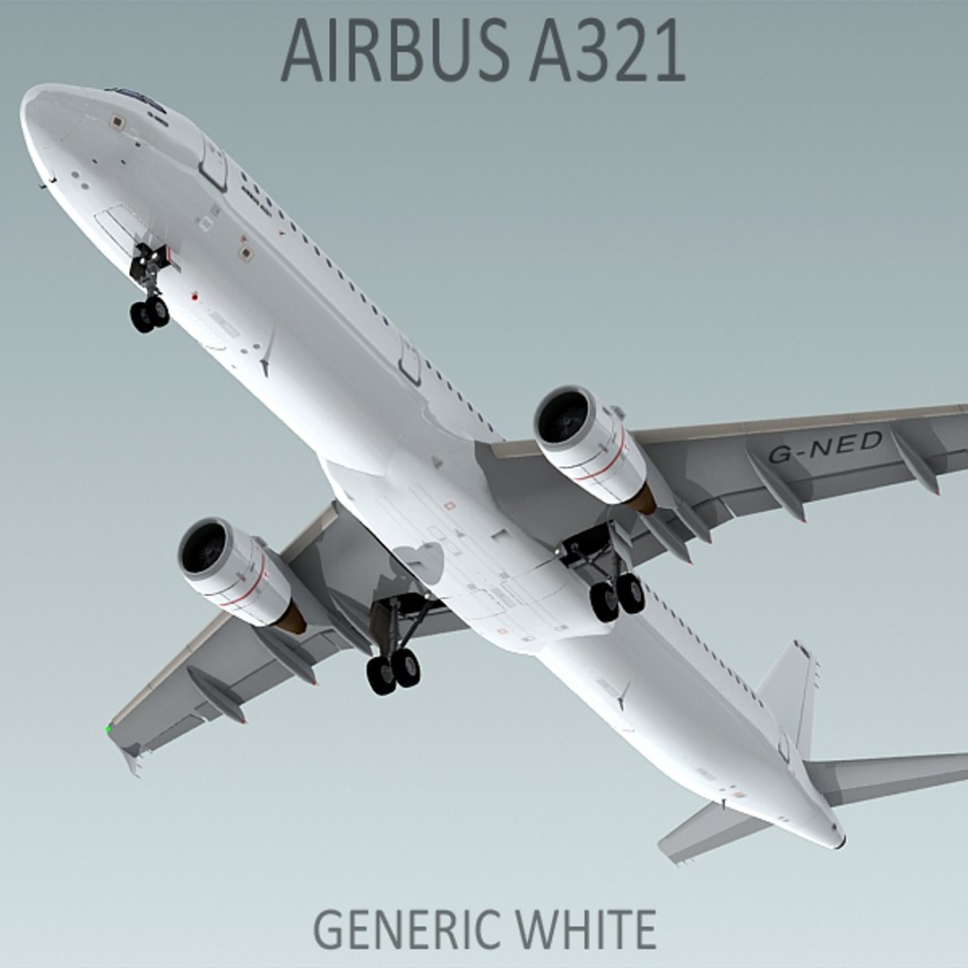 3d A321 Generic White Plane