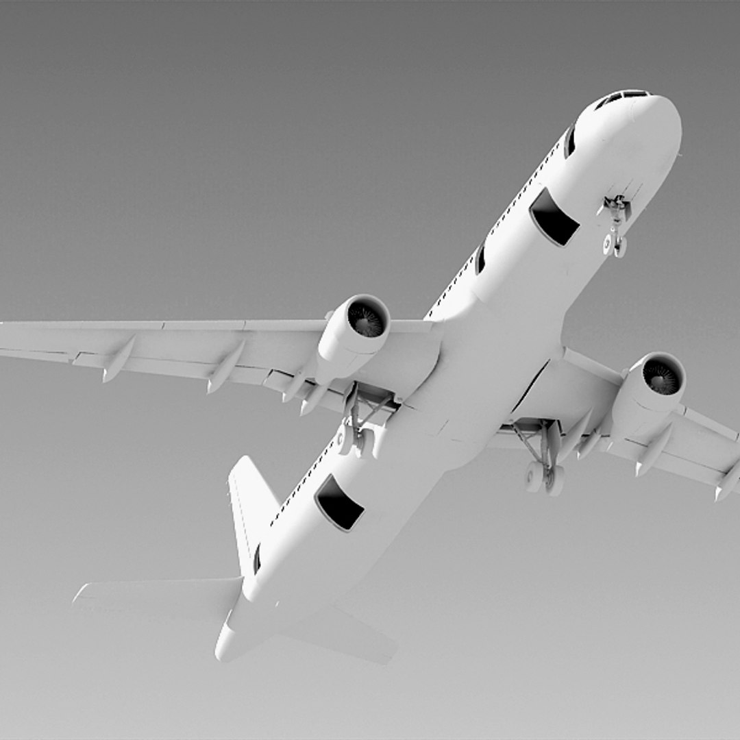 3d A321 Generic White Plane