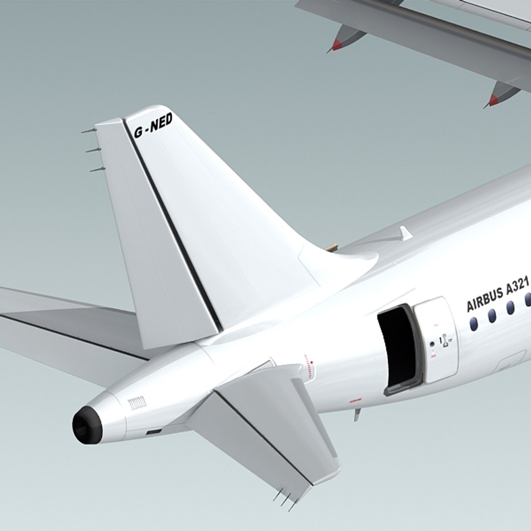 3d A321 Generic White Plane