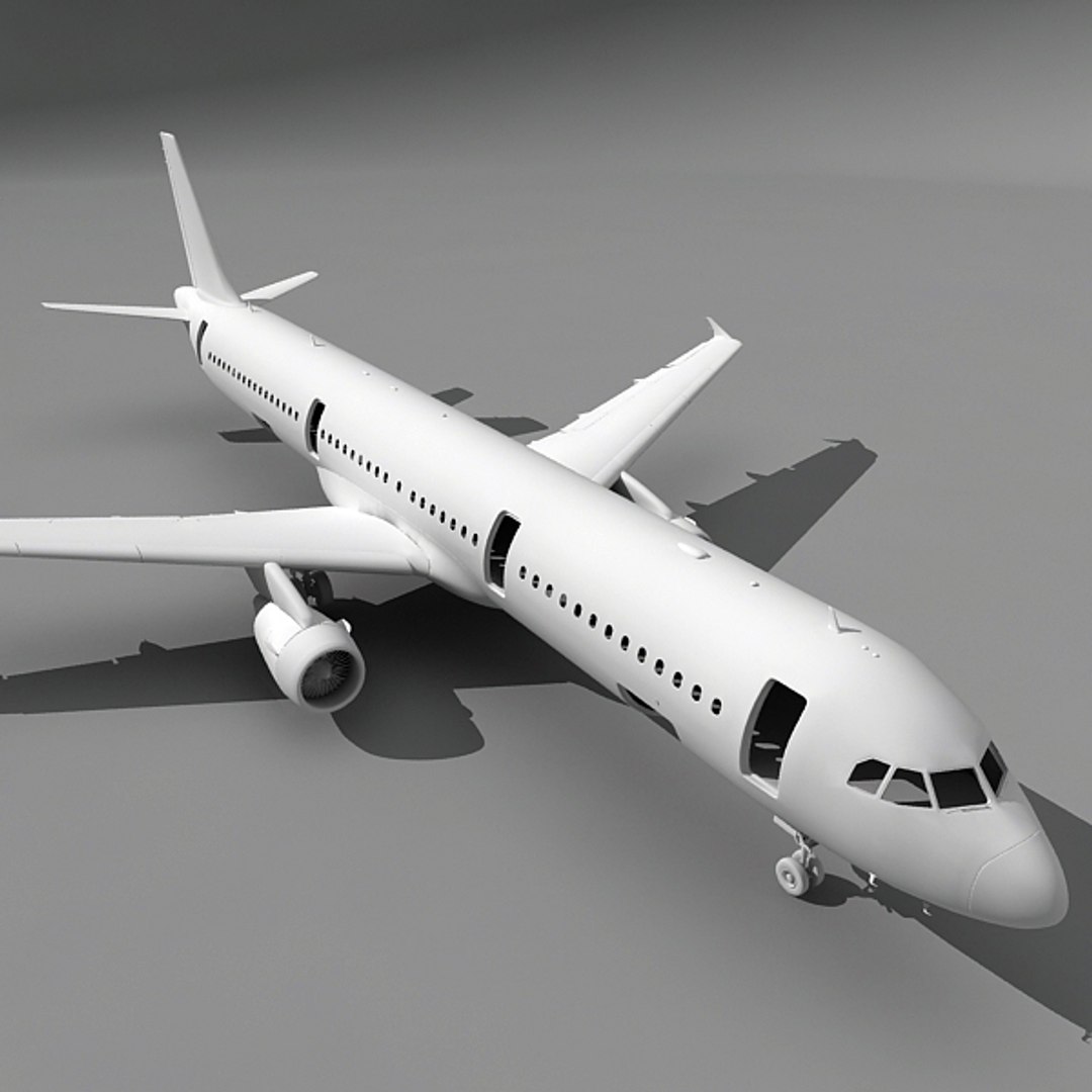 3d A321 Generic White Plane