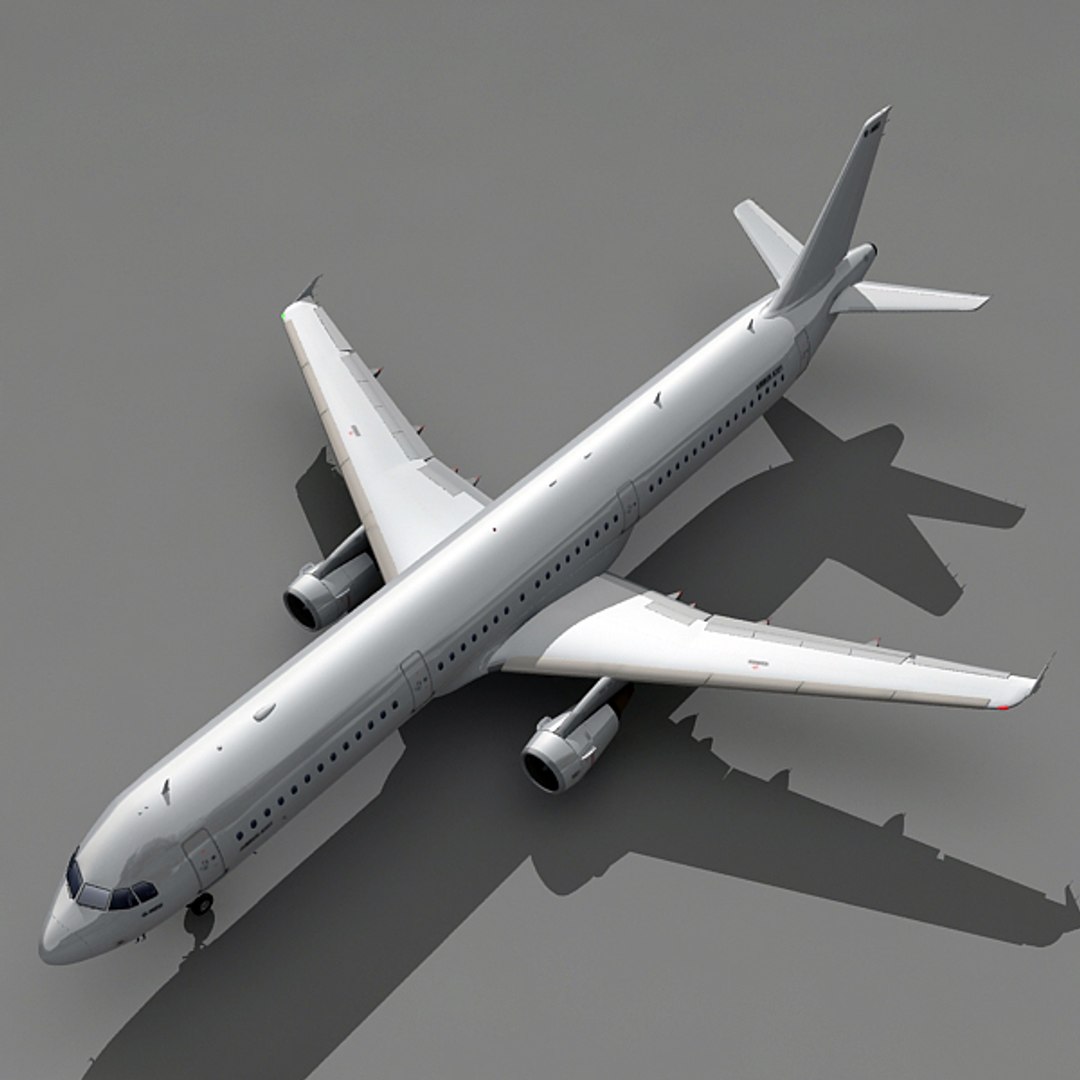 3d A321 Generic White Plane