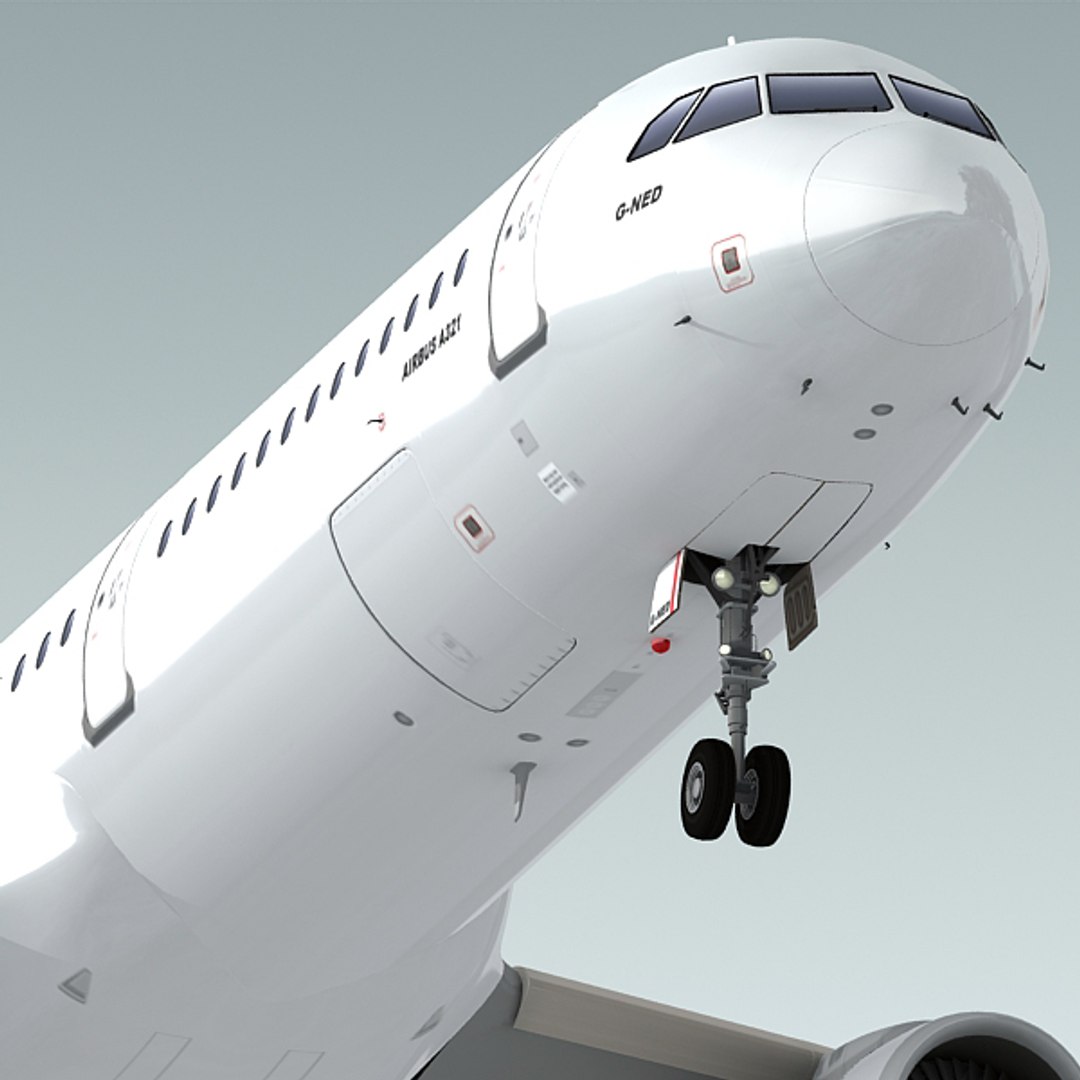 3d A321 Generic White Plane