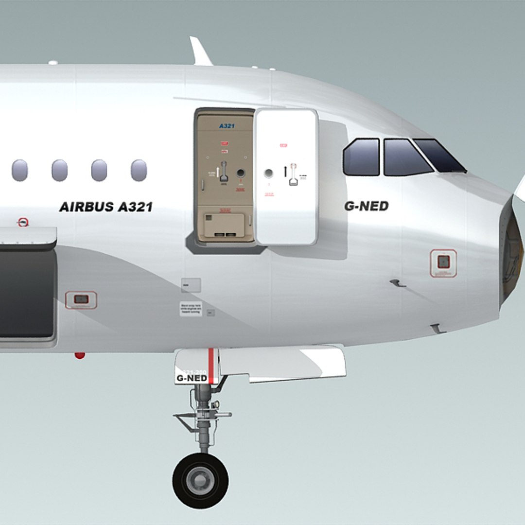 3d A321 Generic White Plane
