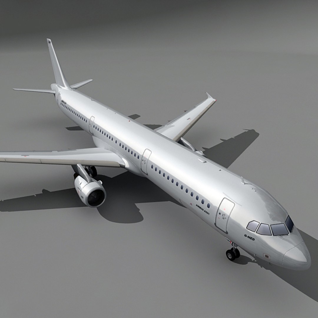 3d A321 Generic White Plane