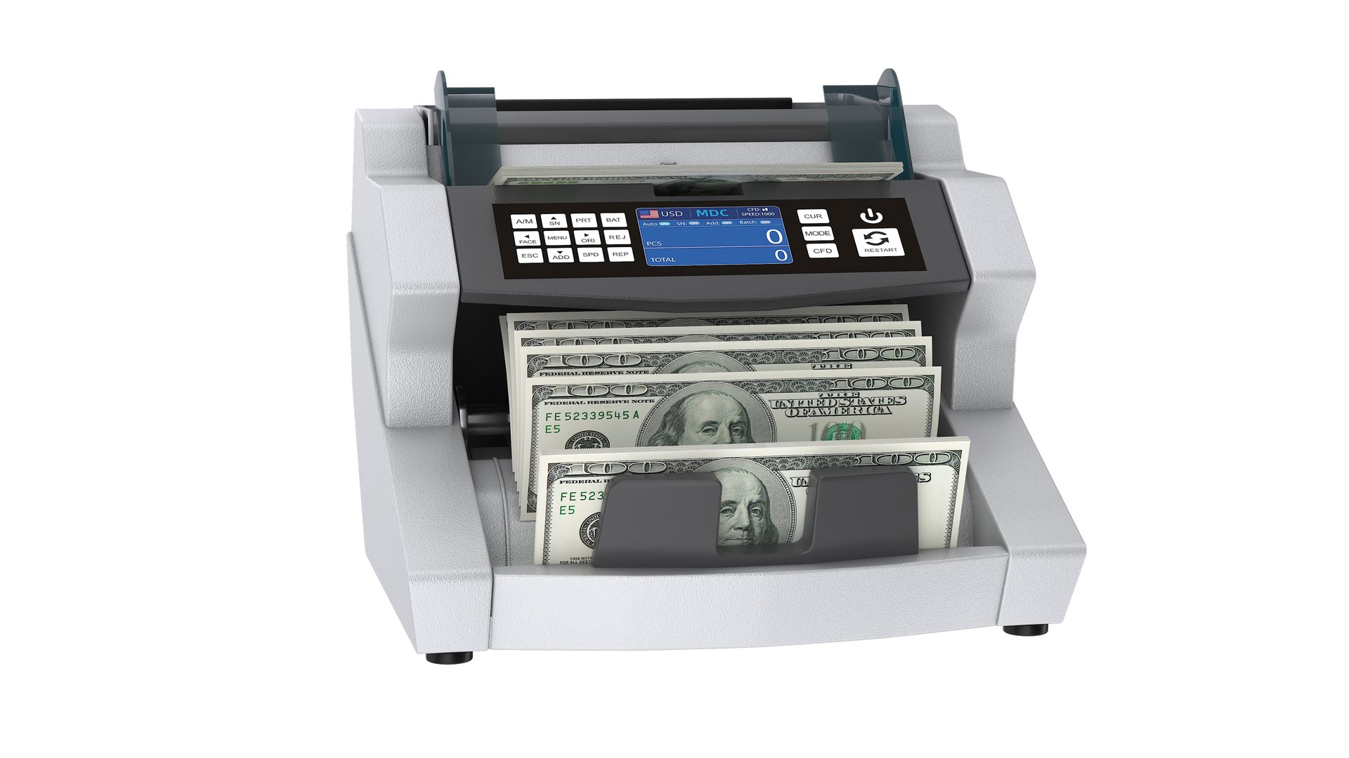 Currency Counter With Dollar Bills Model - TurboSquid 2258472