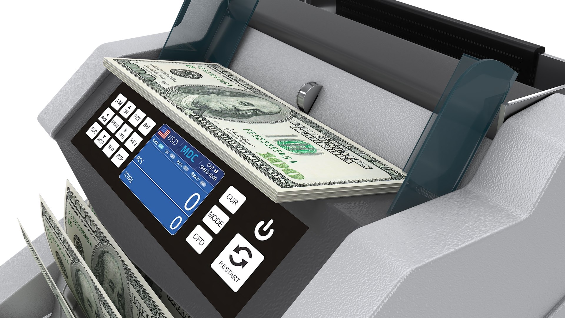 Currency Counter With Dollar Bills Model - TurboSquid 2258472
