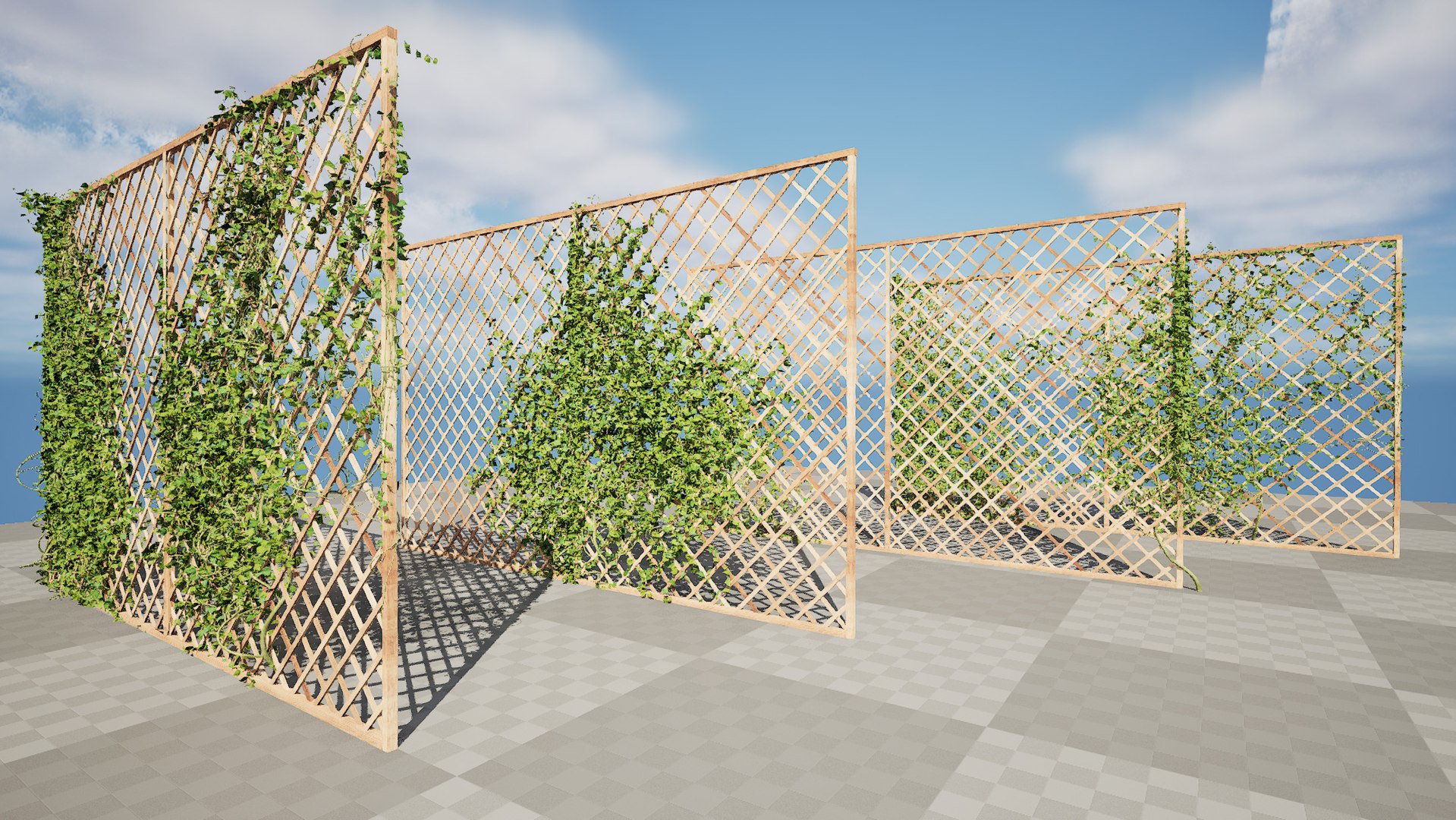 Low Poly 3d Model Of Ivy Climber On Wood Mesh Wall 3D - TurboSquid 2153550