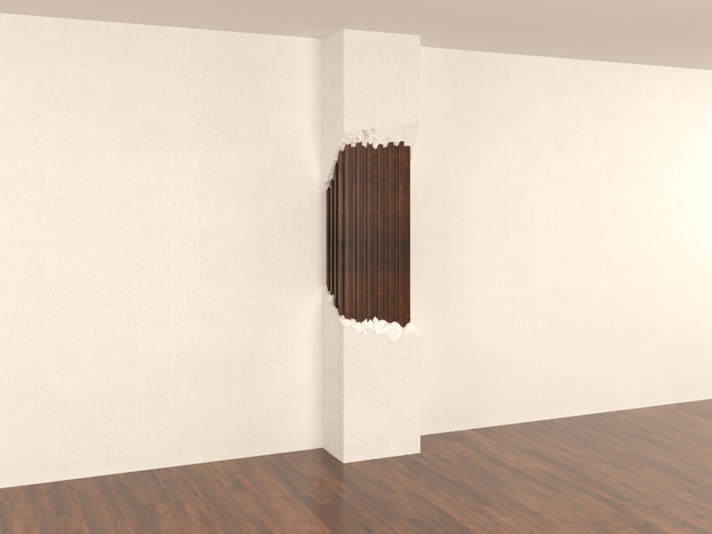 3D Broken Column With Wooden Cladding - TurboSquid 2281659