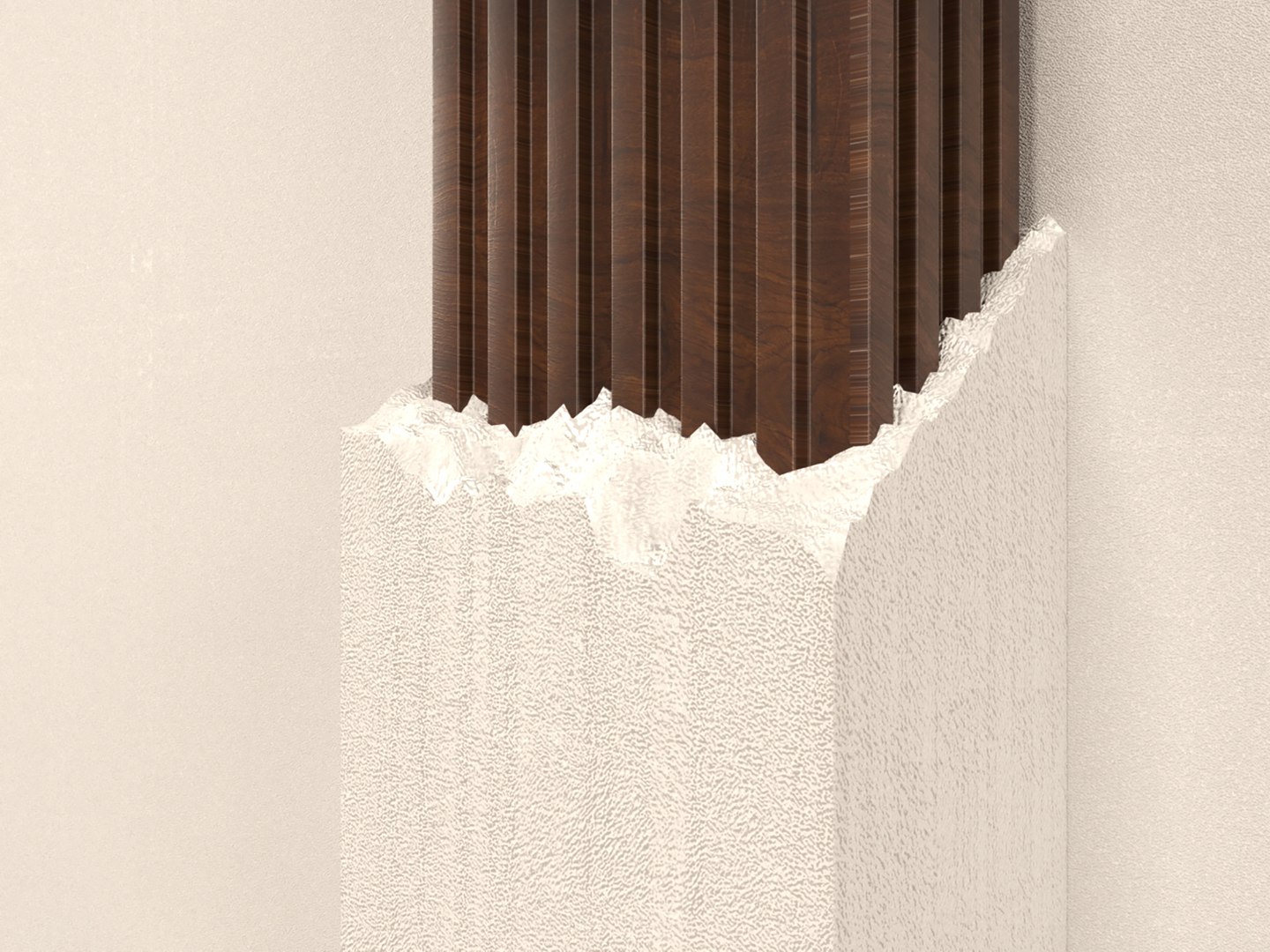 3D Broken Column With Wooden Cladding - TurboSquid 2281659