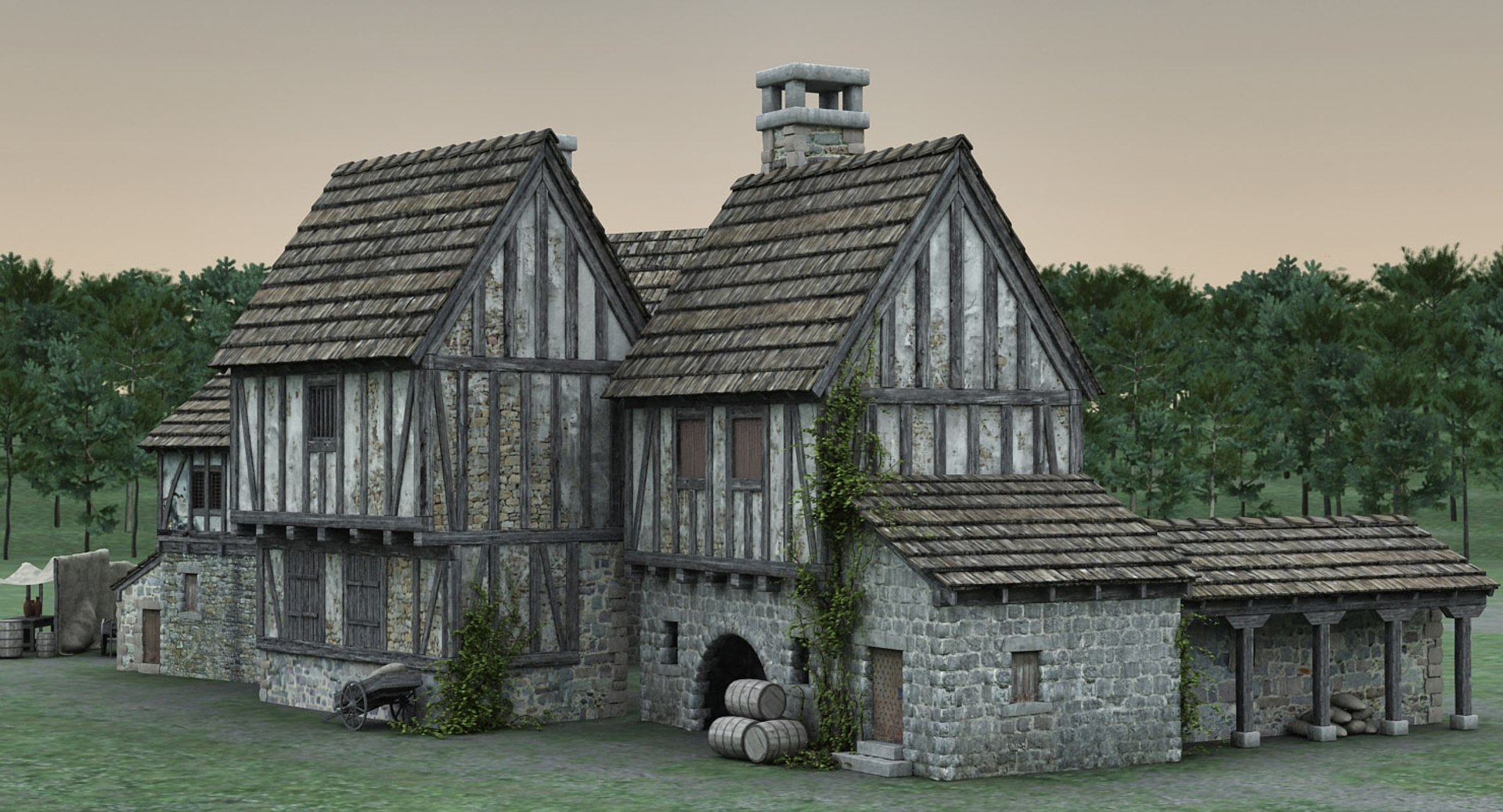 3D medieval town village model - TurboSquid 1198333