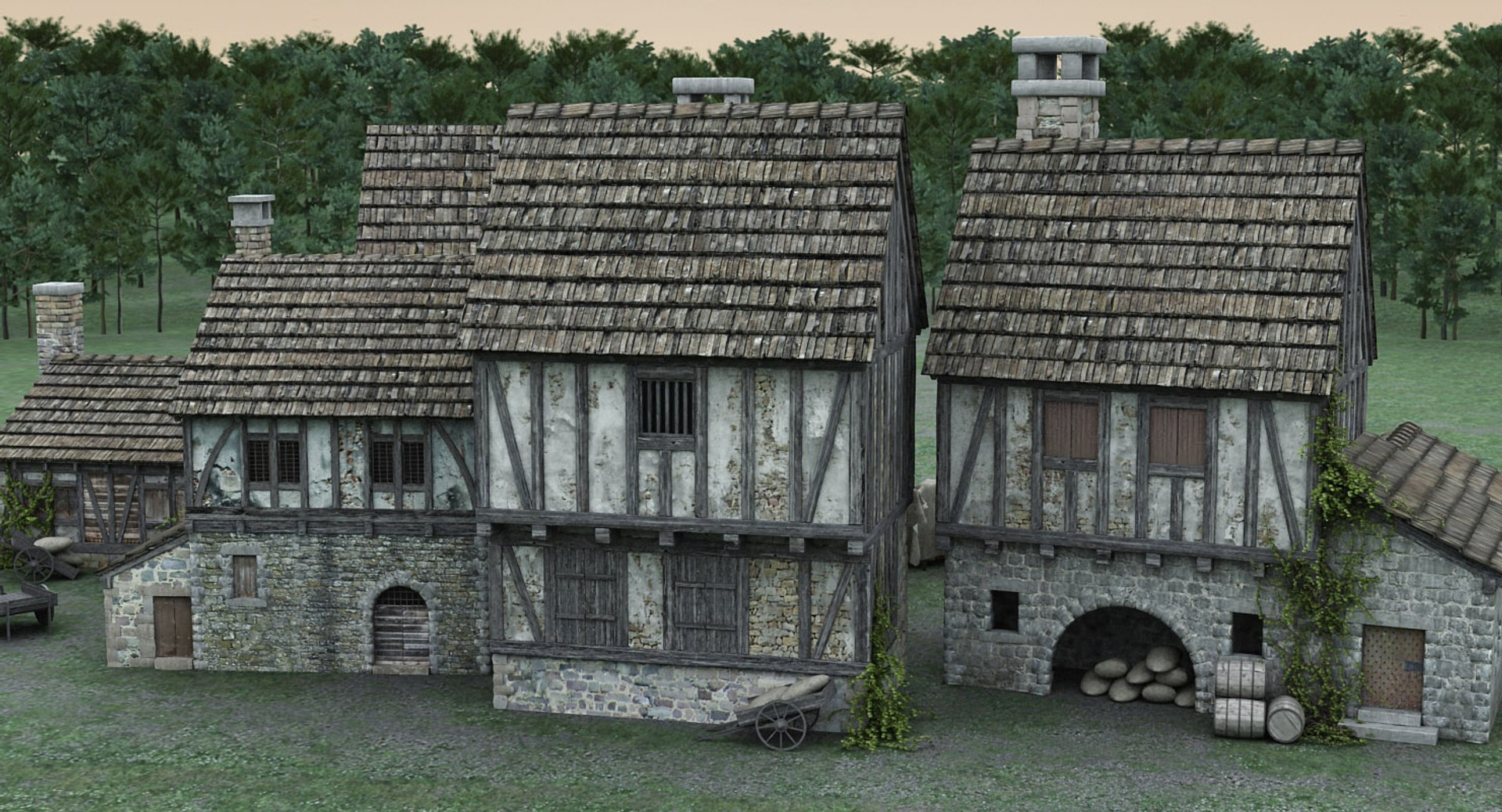 3D medieval town village model - TurboSquid 1198333