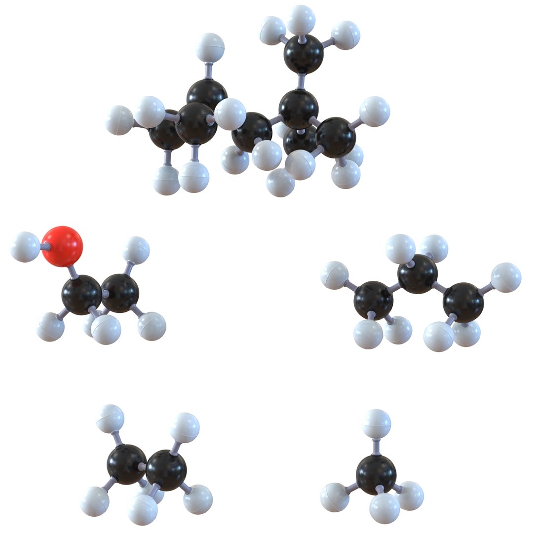 molecules set ethane 3d model