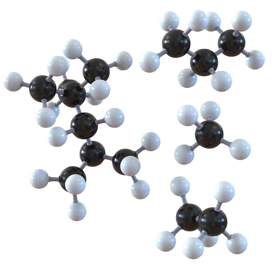 molecules set ethane 3d model