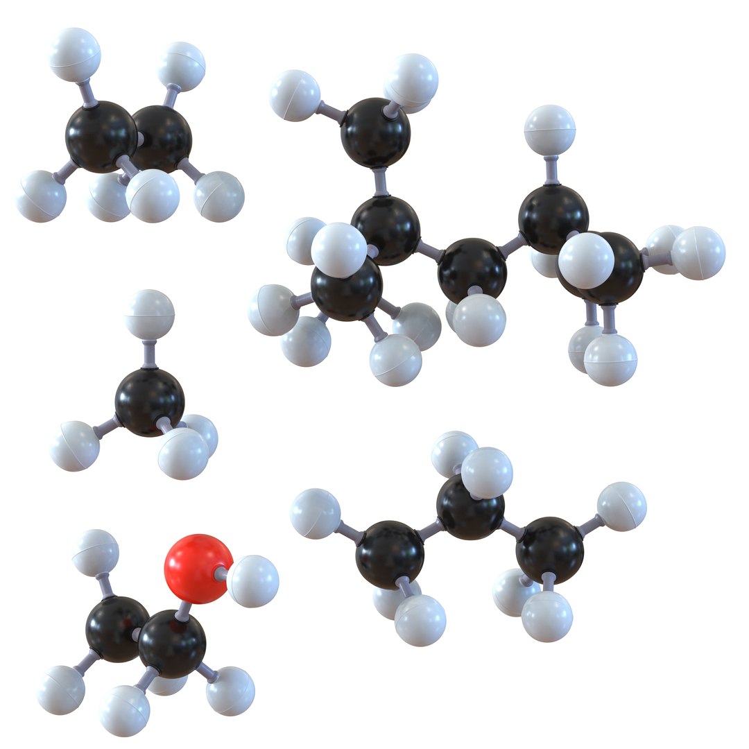 molecules set ethane 3d model