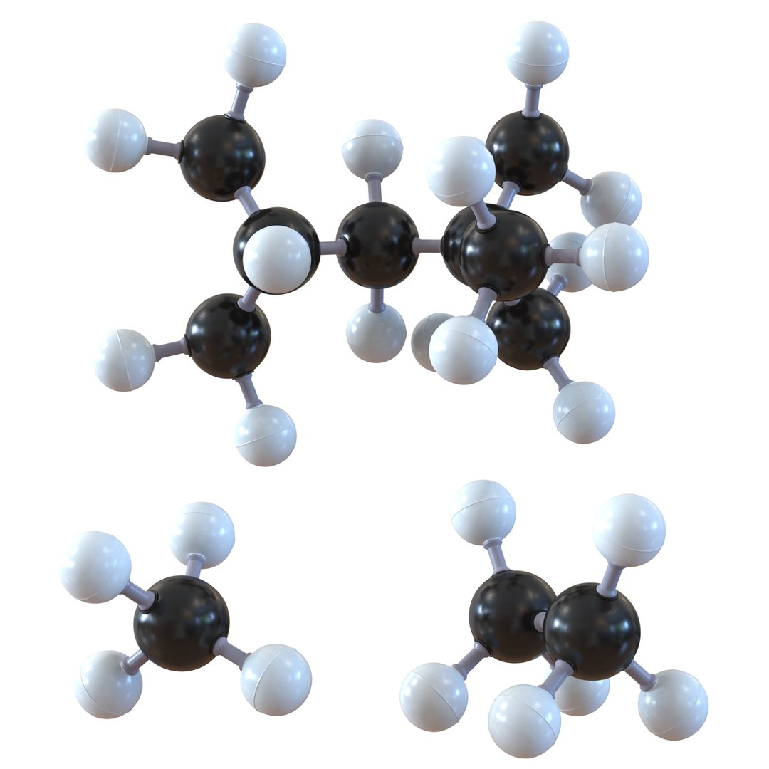molecules set ethane 3d model