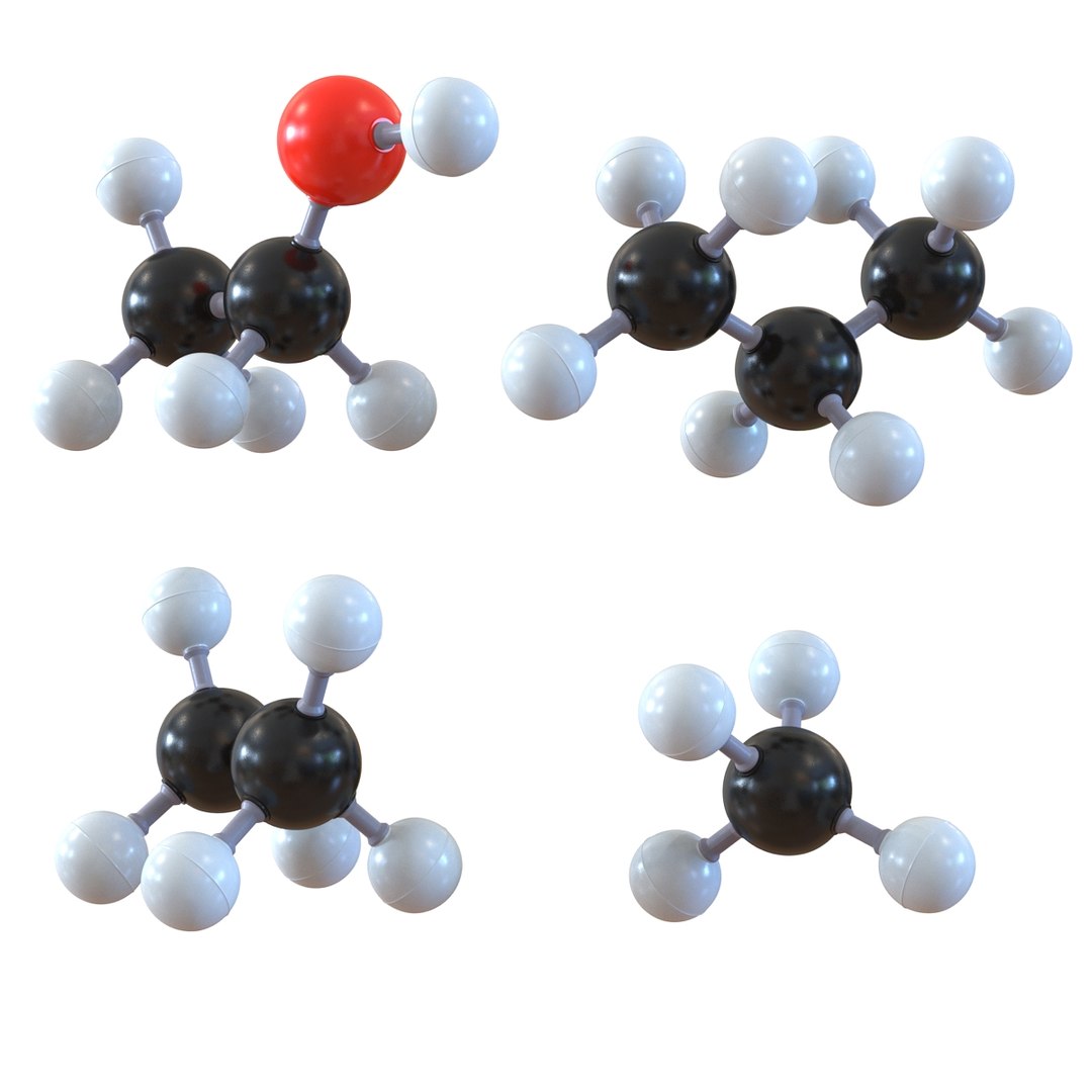 molecules set ethane 3d model