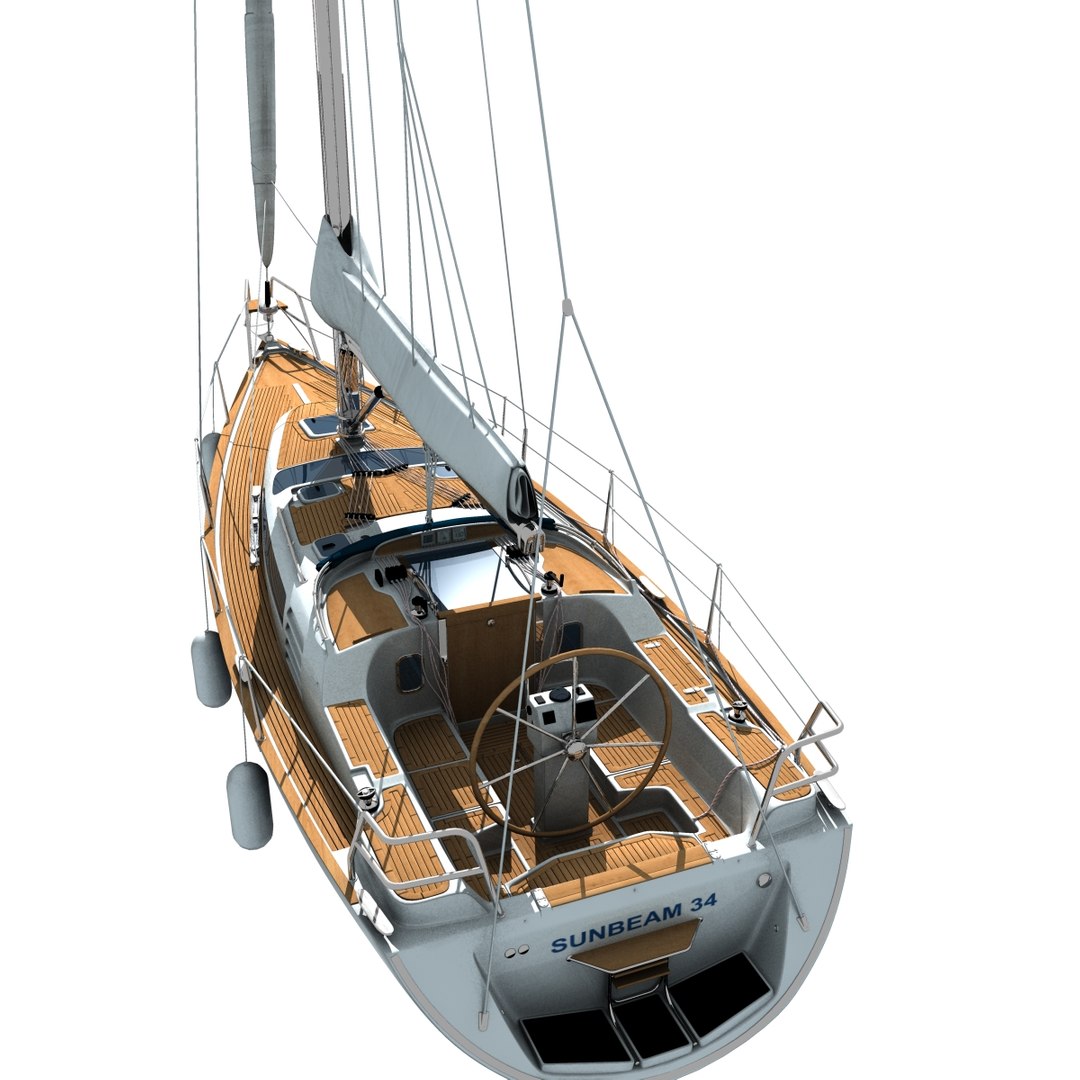 sunbeam 34 sailboat sails 3d model