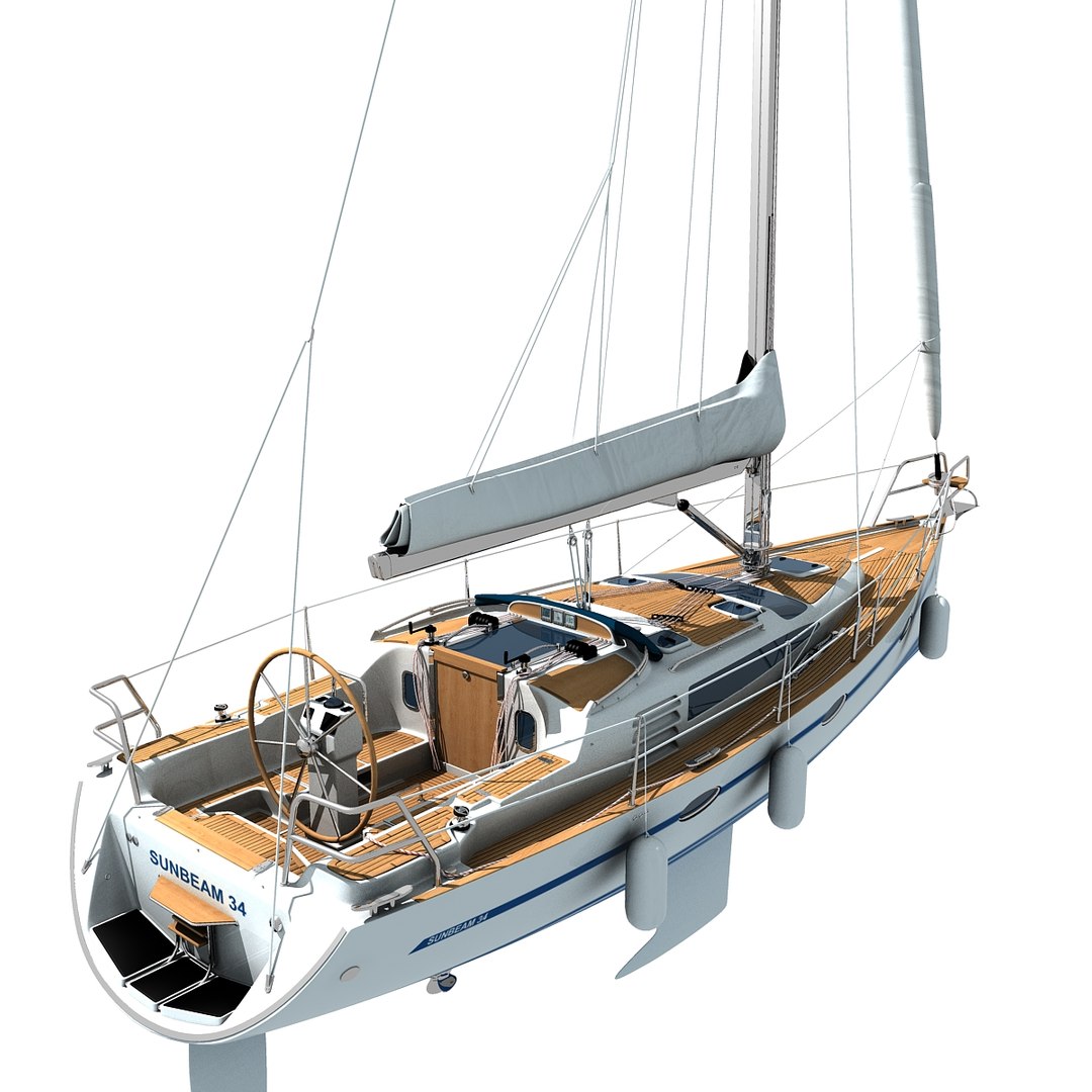 Sunbeam 34 Sailboat Sails 3d Model