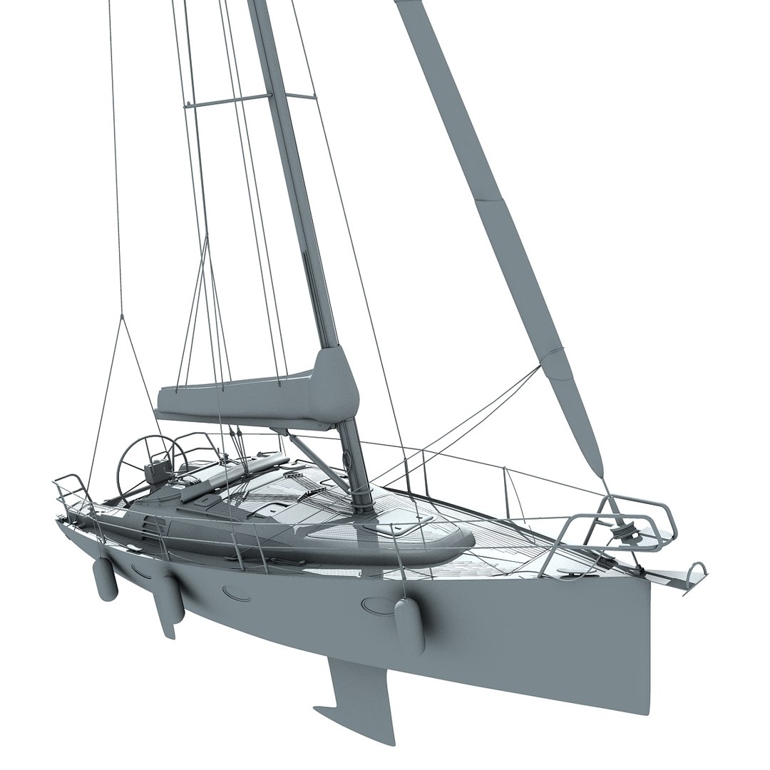 Sunbeam 34 Sailboat Sails 3d Model