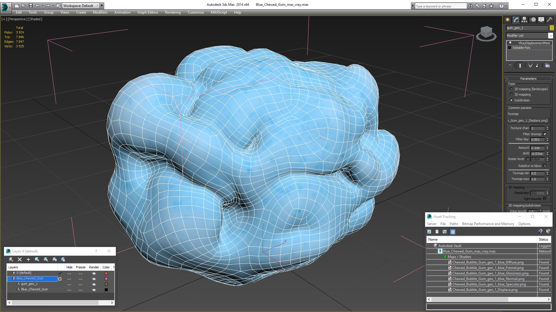 Blue Chewed Gum 3D Model - TurboSquid 1830839