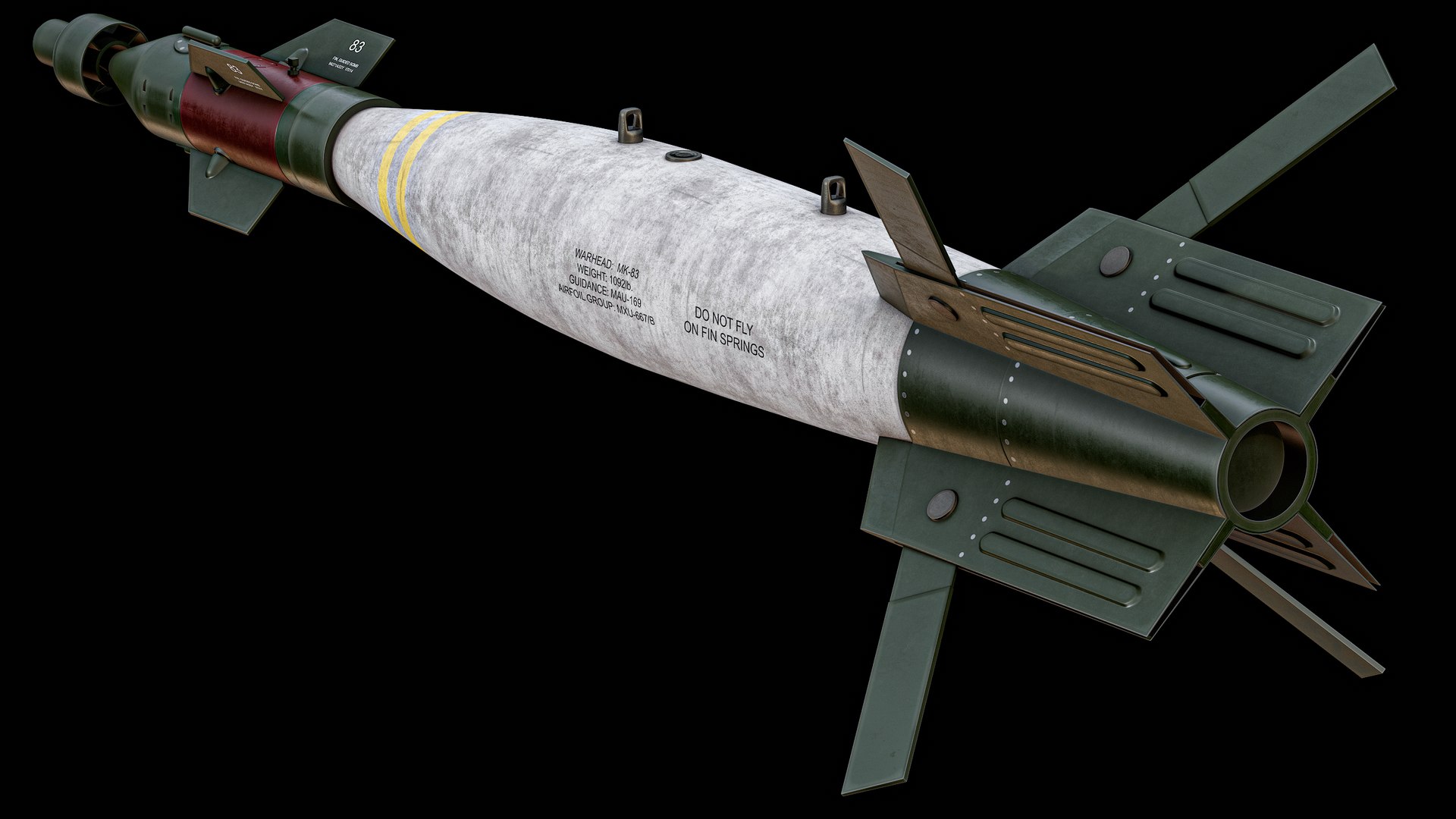 Rigged GBU-16 Paveway 2 White Aircraft Laser Guided Bomb PBR 3D ...