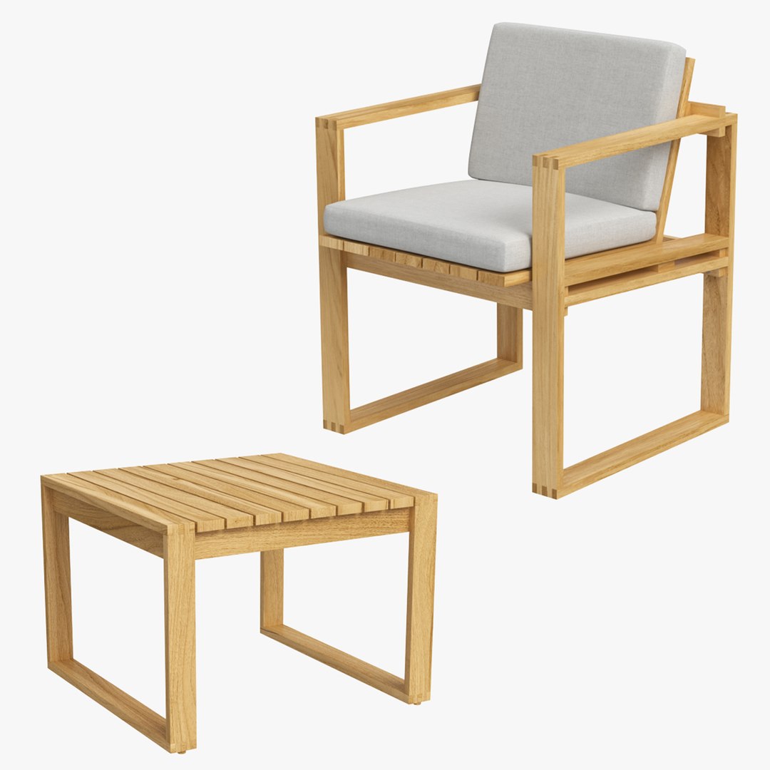 Carl Hansen and Son BK10 Dining Chair and BK16 Side Table 3D model - TurboSquid 2152297