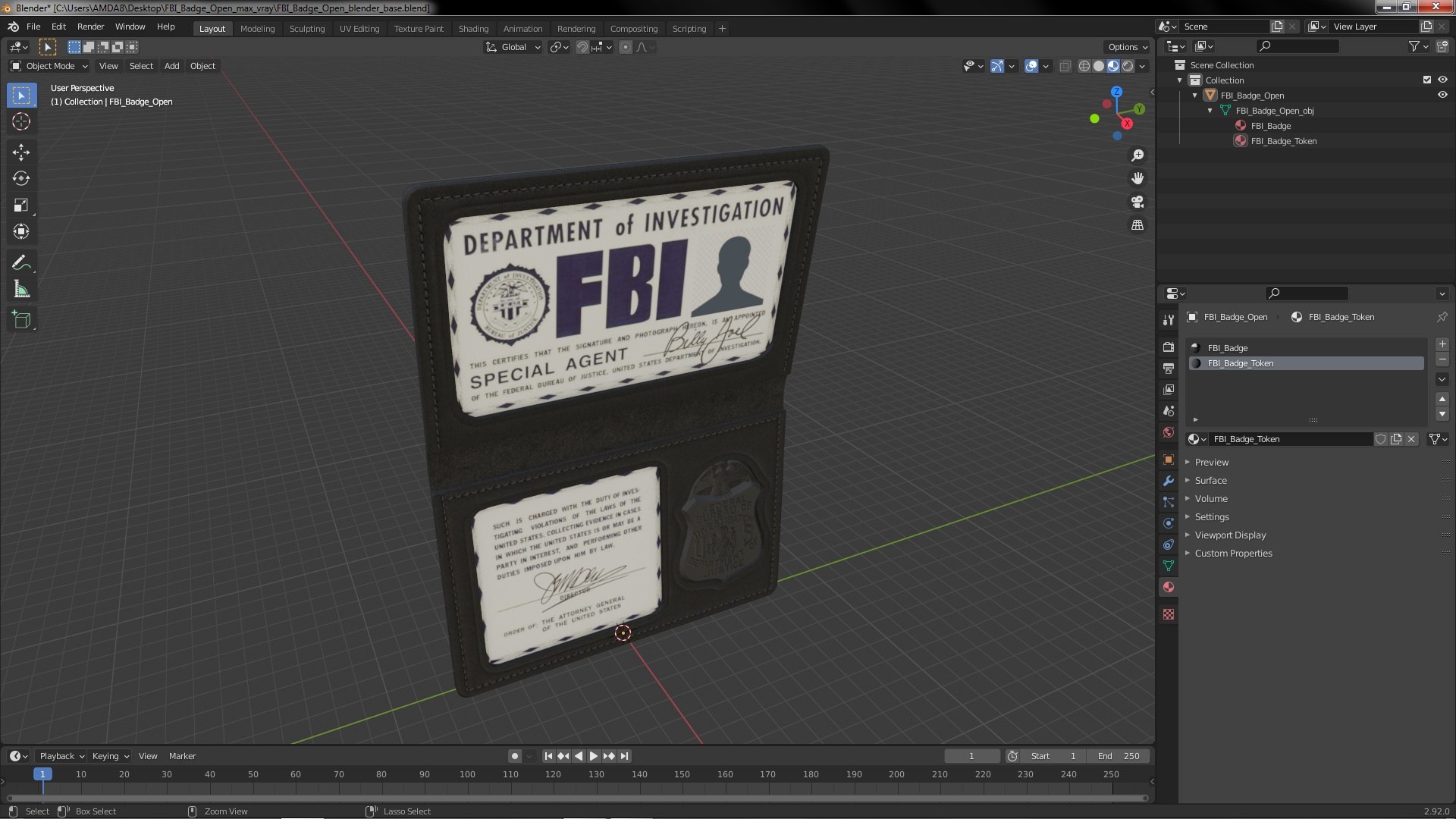 FBI Badge Open model - TurboSquid 1841345