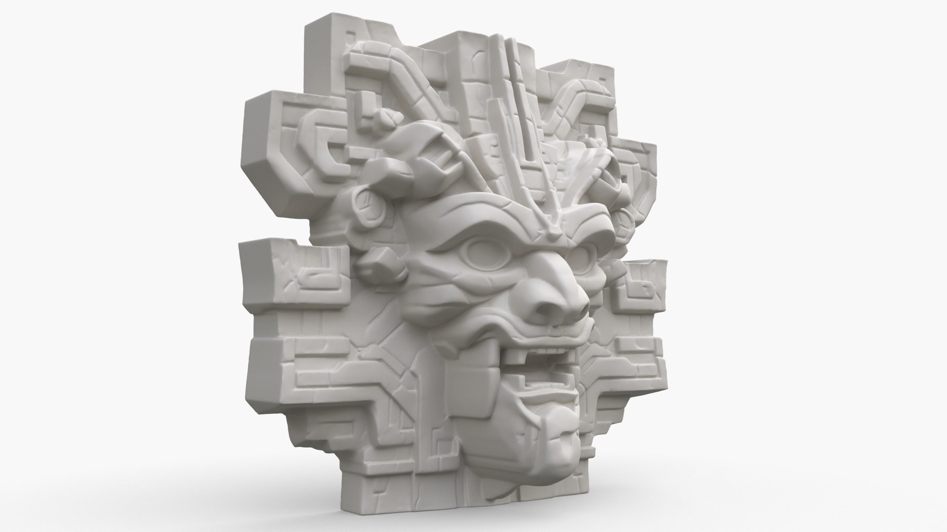 3D Collection 2 Aztec Stone Heads - TurboSquid 2201810