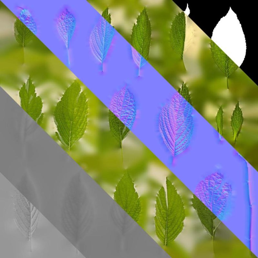 3D Anydrafts Hydrangea Macrophylla Maculata Leaf 01 Textures ...