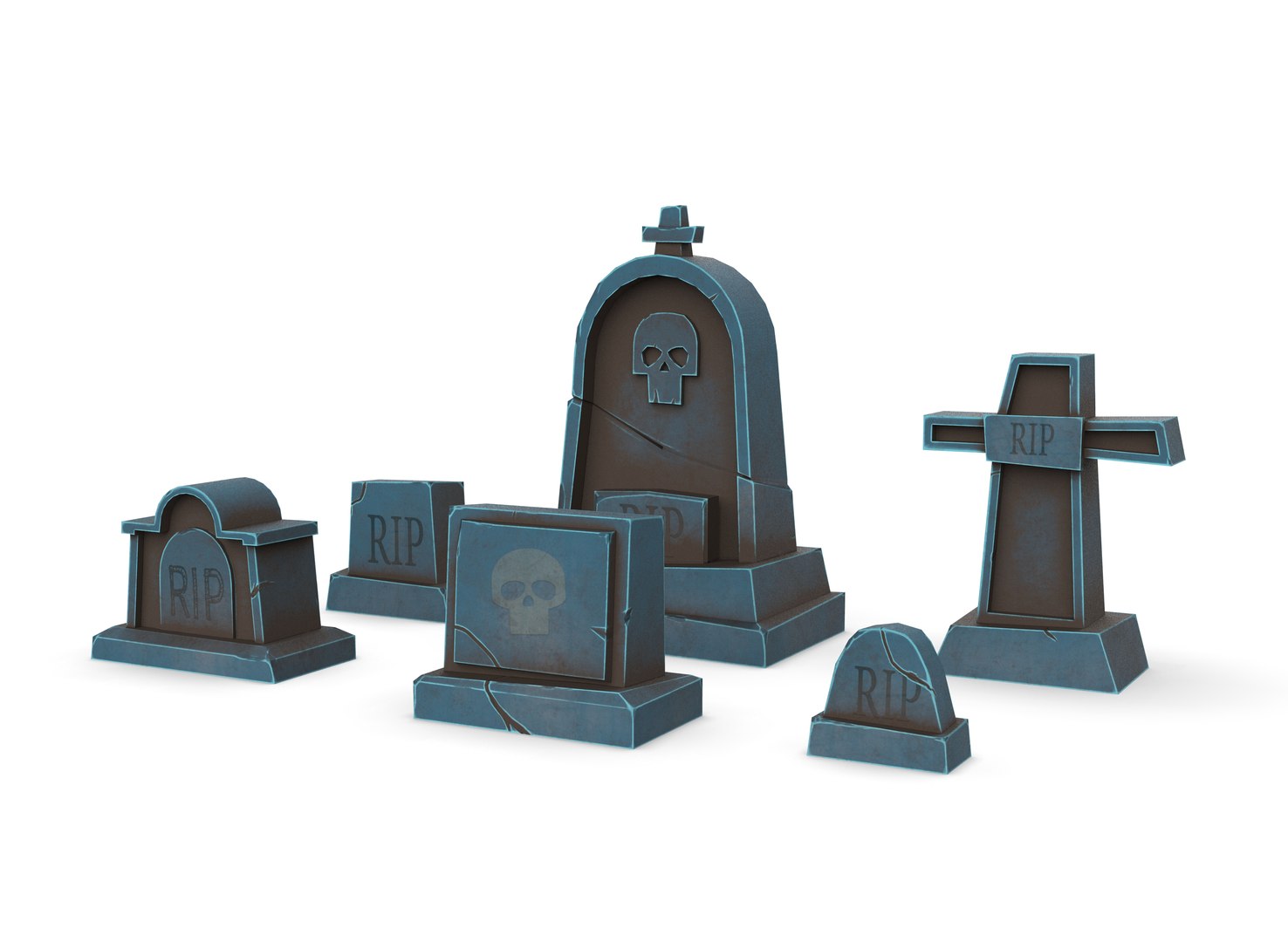 3D Model Cartoon Stylized Grave Pack - TurboSquid 1775871