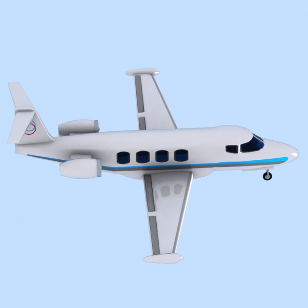 3d Cartoon Private Jet Model