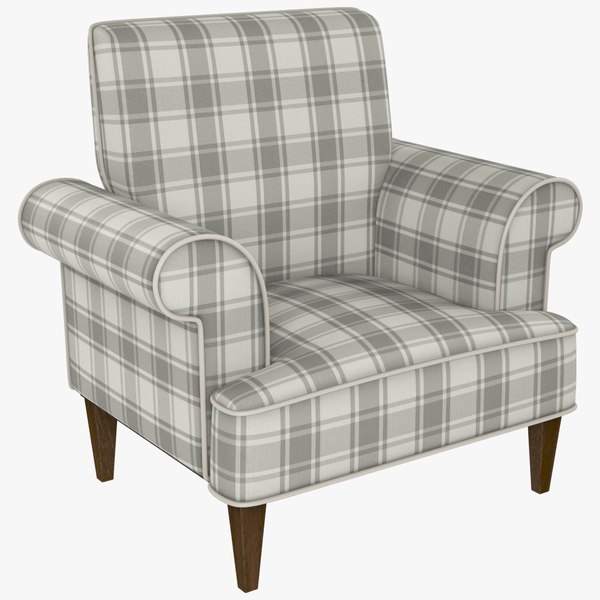Checkered fabric chair 3D model - TurboSquid 1217020