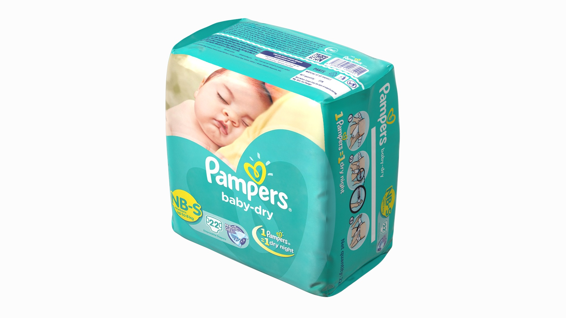 Pampers Baby Dry Diapers Package 3D Model - TurboSquid 2164101
