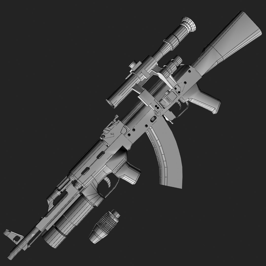 3d model akm rifle