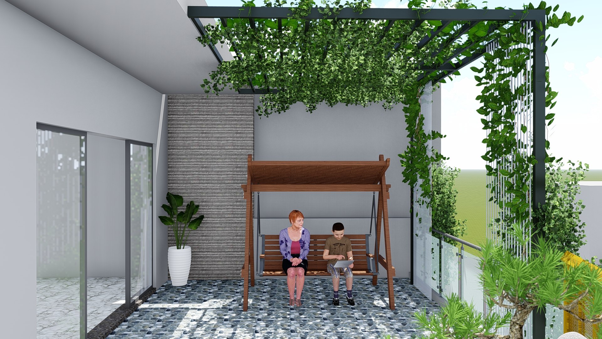 3D TERRACE GARDEN LANDSCAPE 2-JAPAN - TurboSquid 2186183