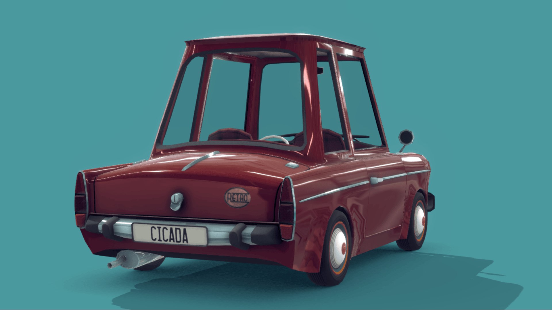 3D Model Retro Compact Car 3D Model - TurboSquid 2299526