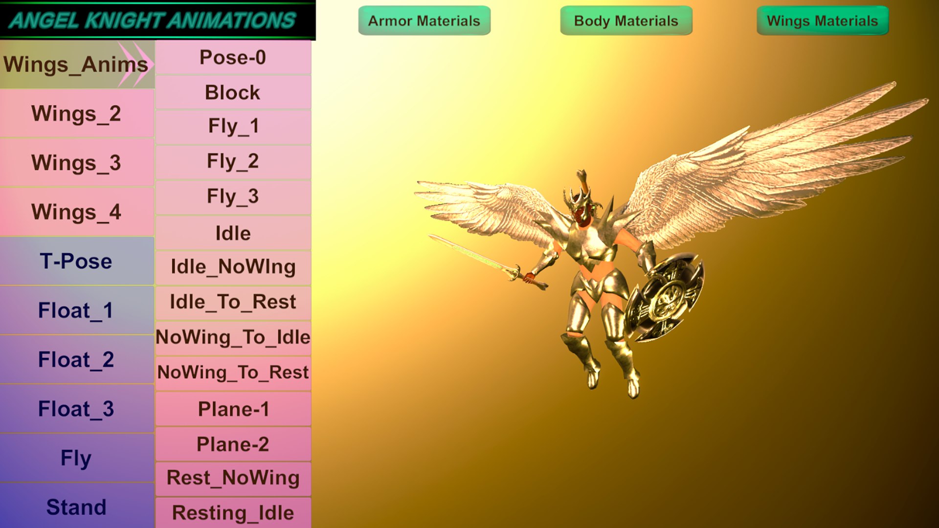 3D Animated Low Poly Angel Knight Material Variations TO UNITY ...