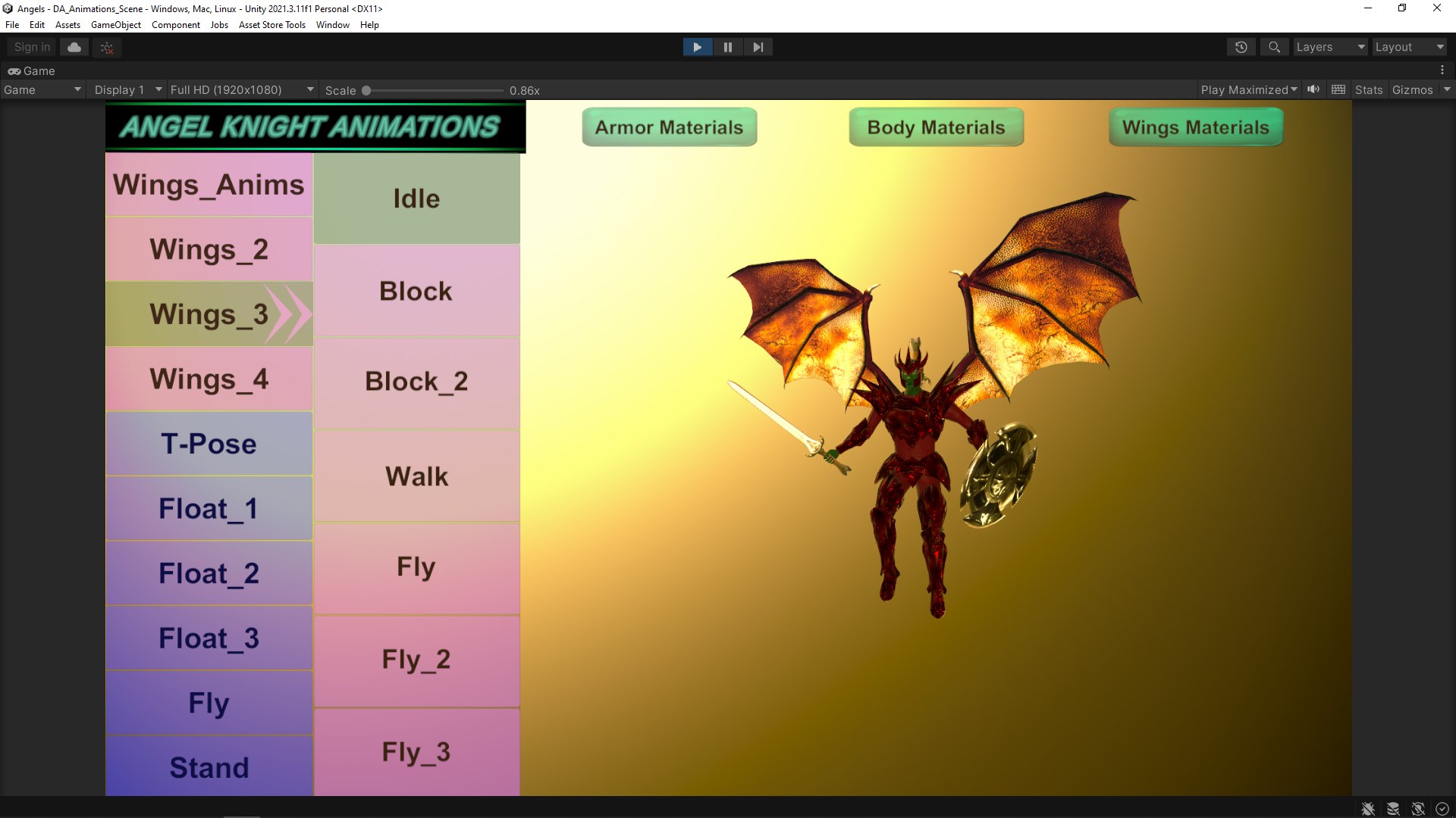 3D Animated Low Poly Angel Knight Material Variations TO UNITY ...