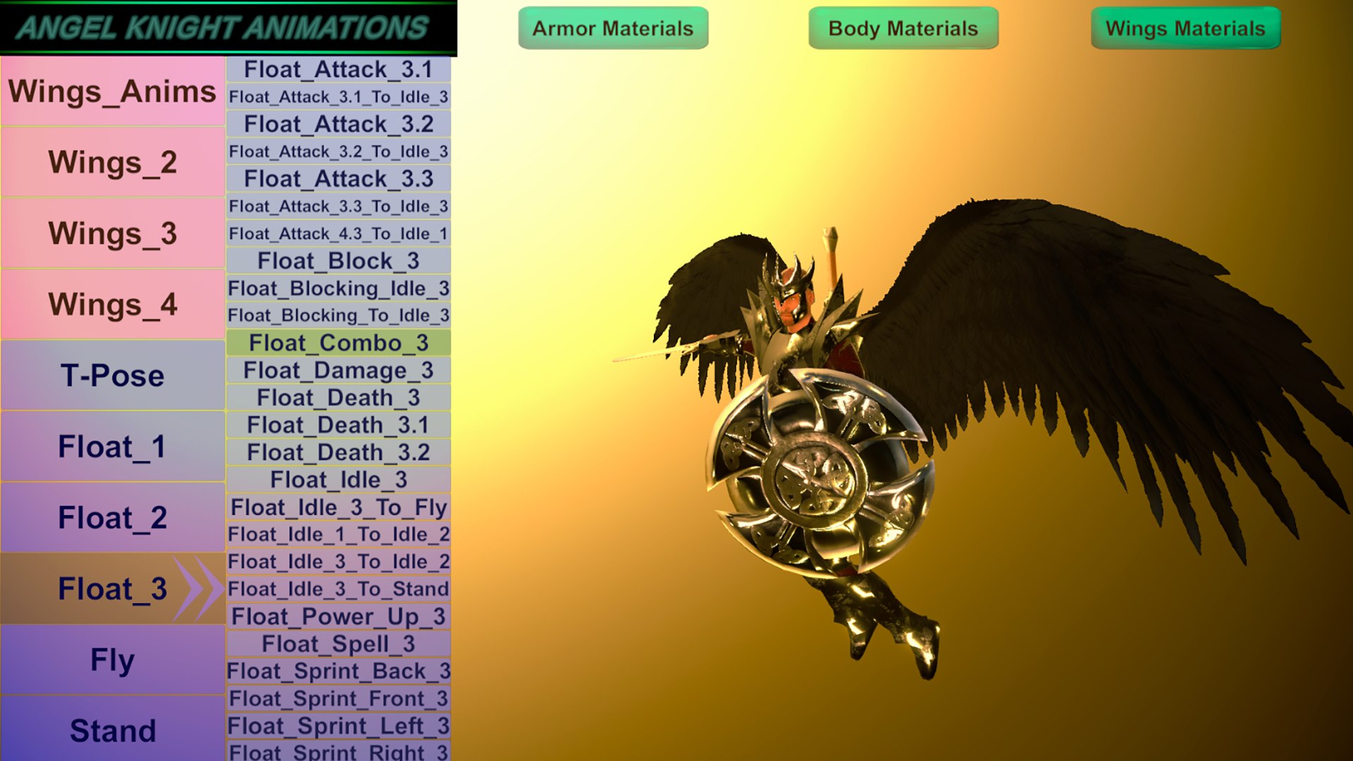 3D Animated Low Poly Angel Knight Material Variations TO UNITY ...