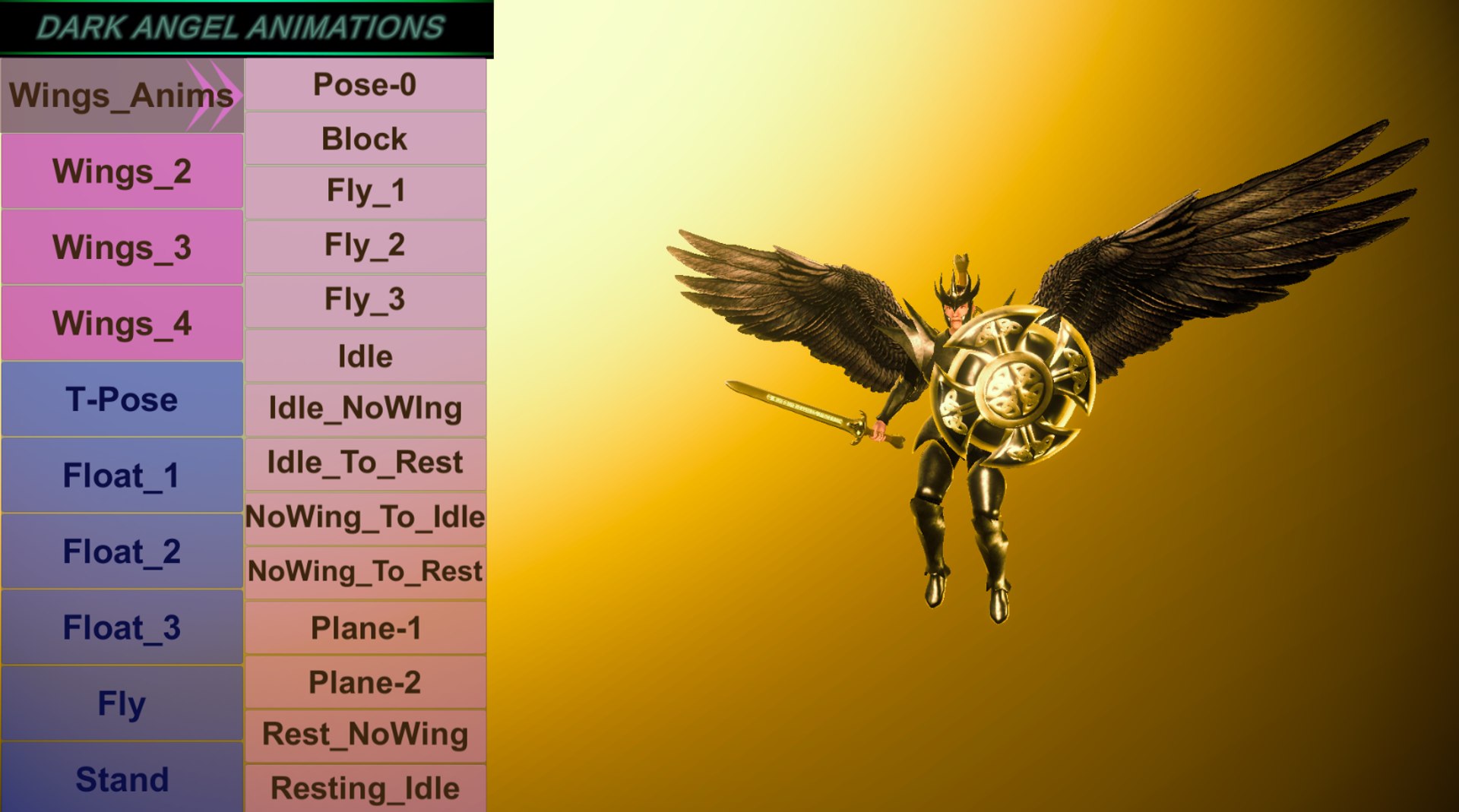 3D Animated Low Poly Angel Knight Material Variations TO UNITY ...