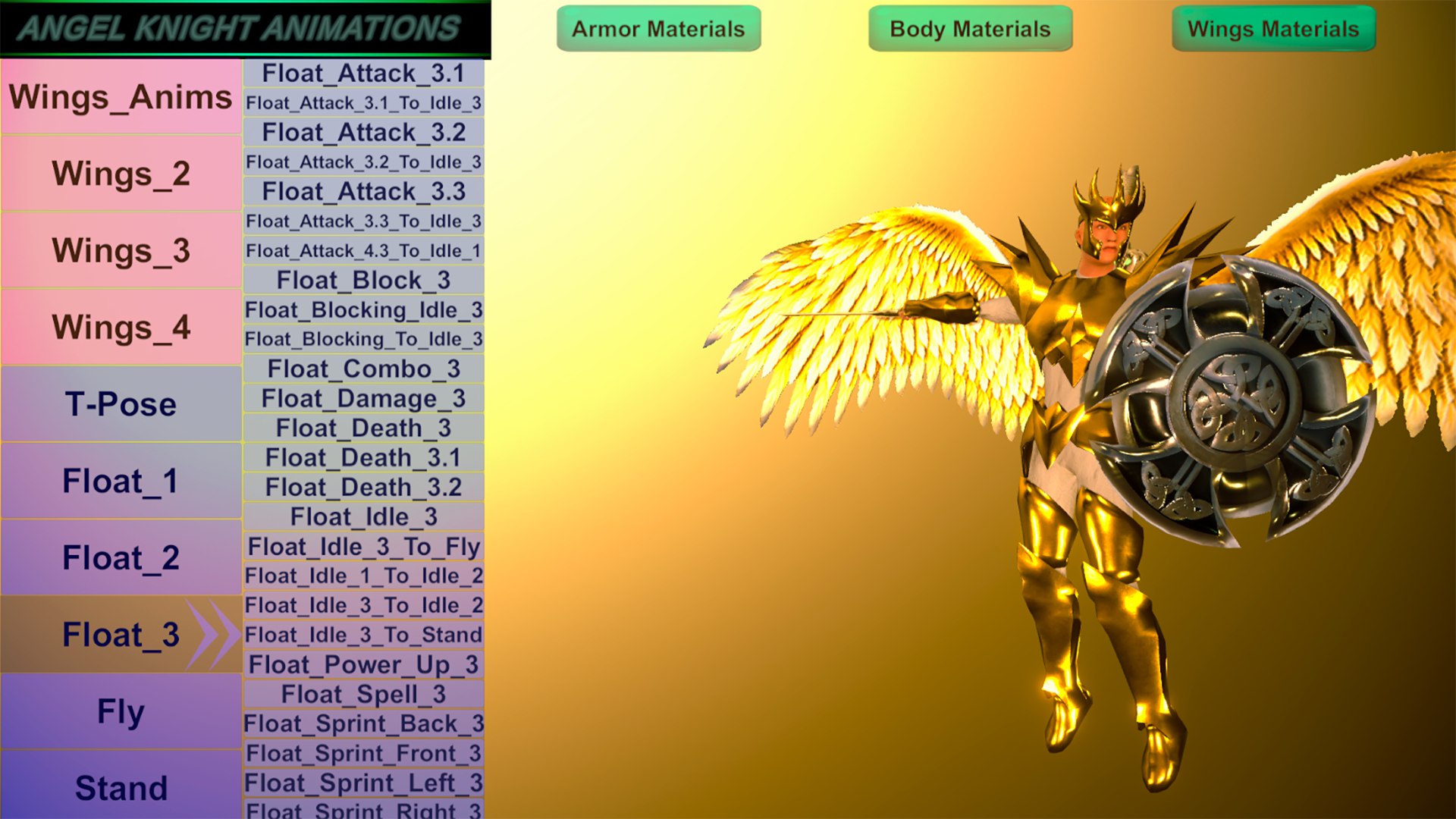3D Animated Low Poly Angel Knight Material Variations TO UNITY ...