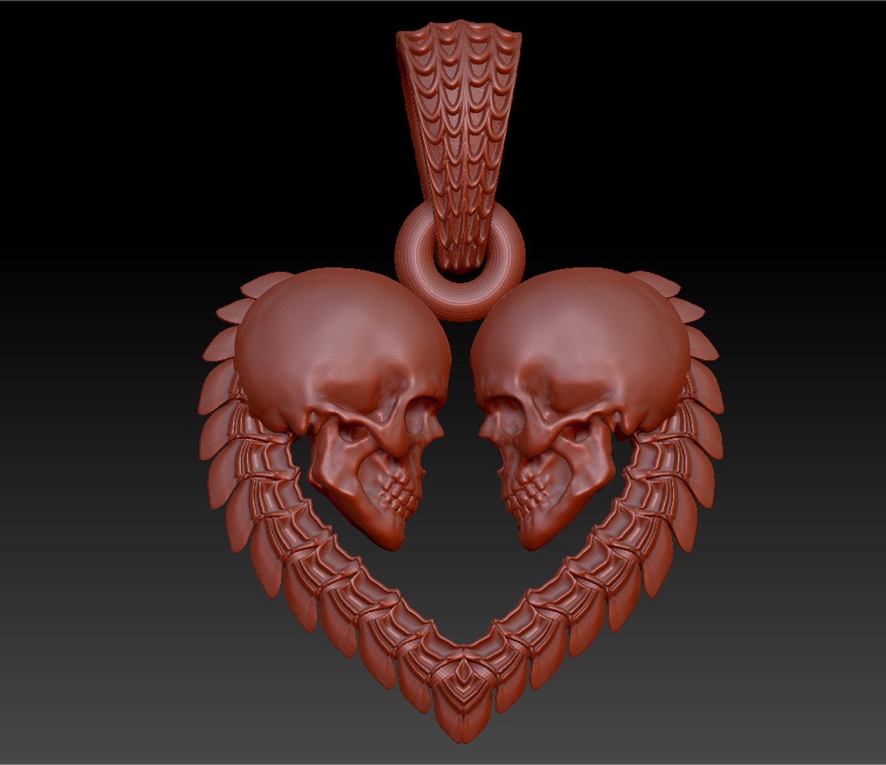 Pendant Heart Shaped Skulls Two Options Model - TurboSquid 1883035