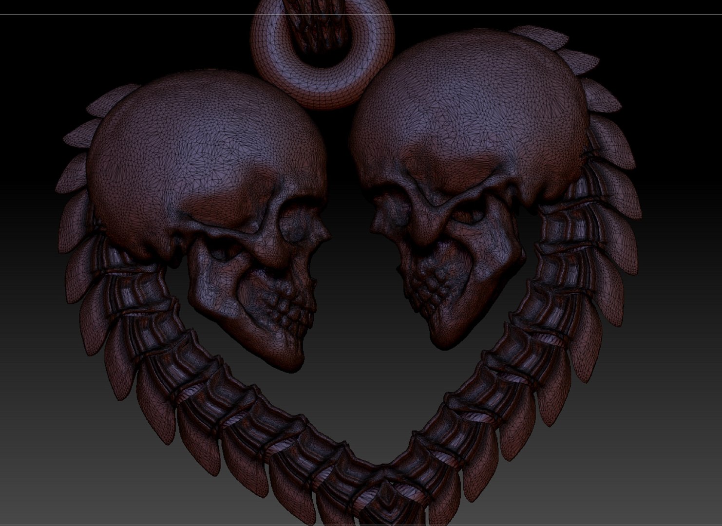 Pendant Heart Shaped Skulls Two Options Model - TurboSquid 1883035