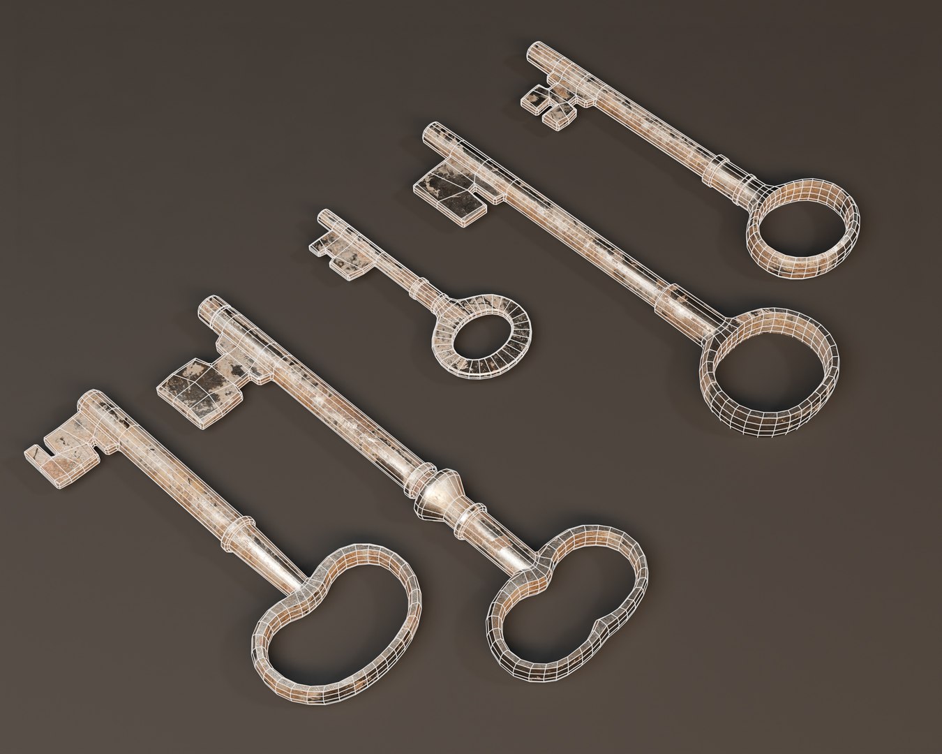 3D Medieval Antique Keys Set 1 - TurboSquid 2419104