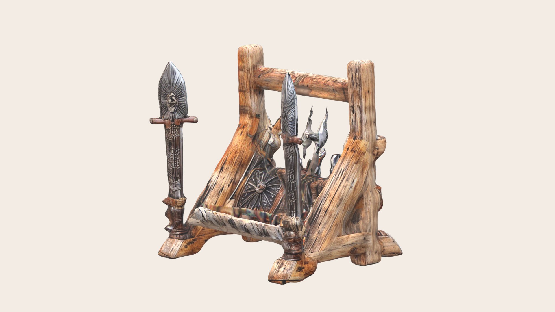 3D Wooden Weapon Rack - TurboSquid 2205302