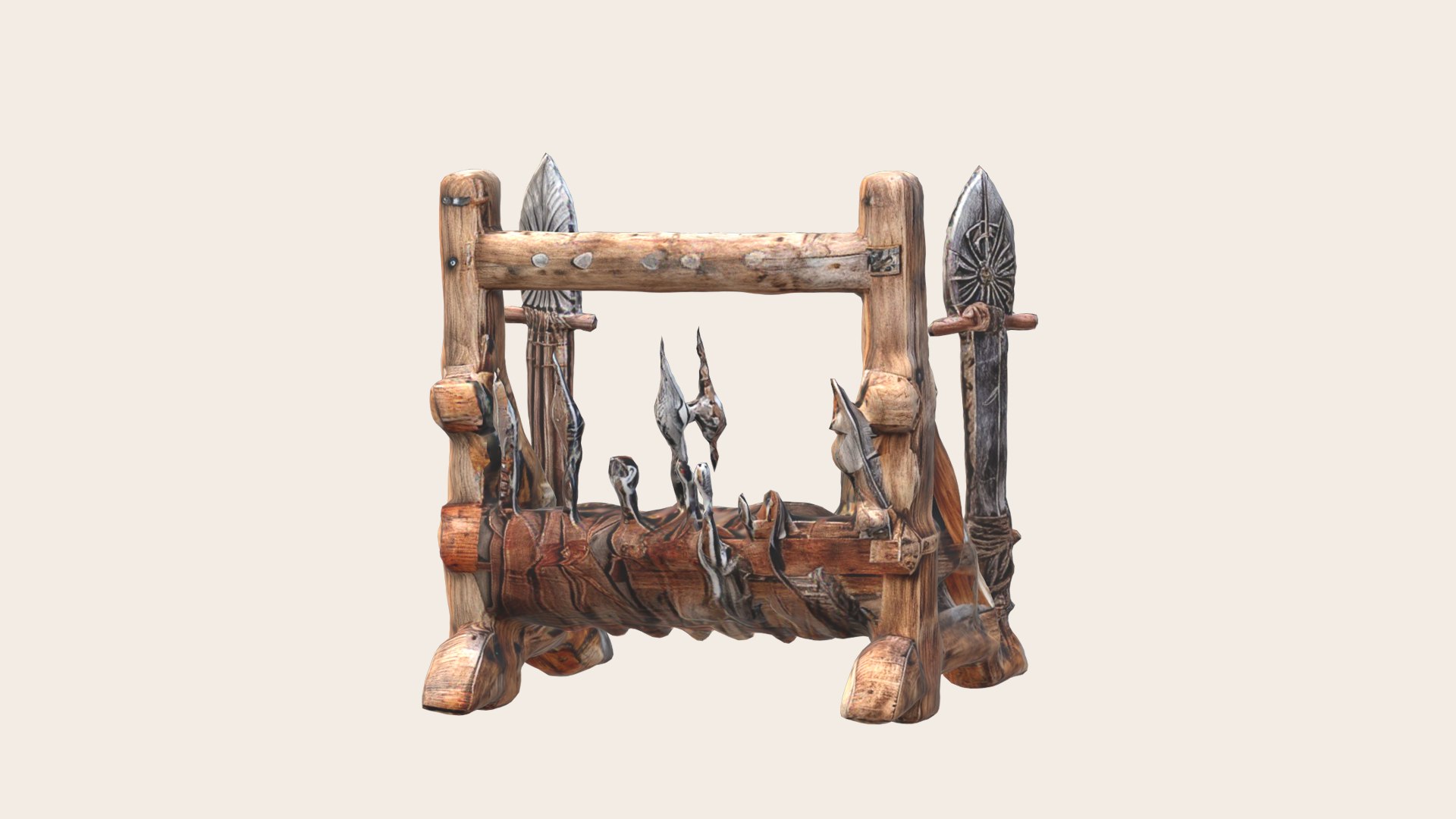 3D Wooden Weapon Rack - TurboSquid 2205302