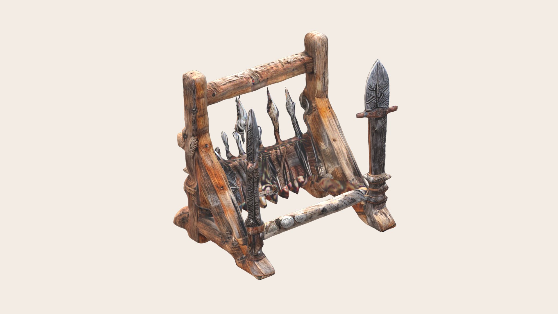 3D Wooden Weapon Rack - TurboSquid 2205302