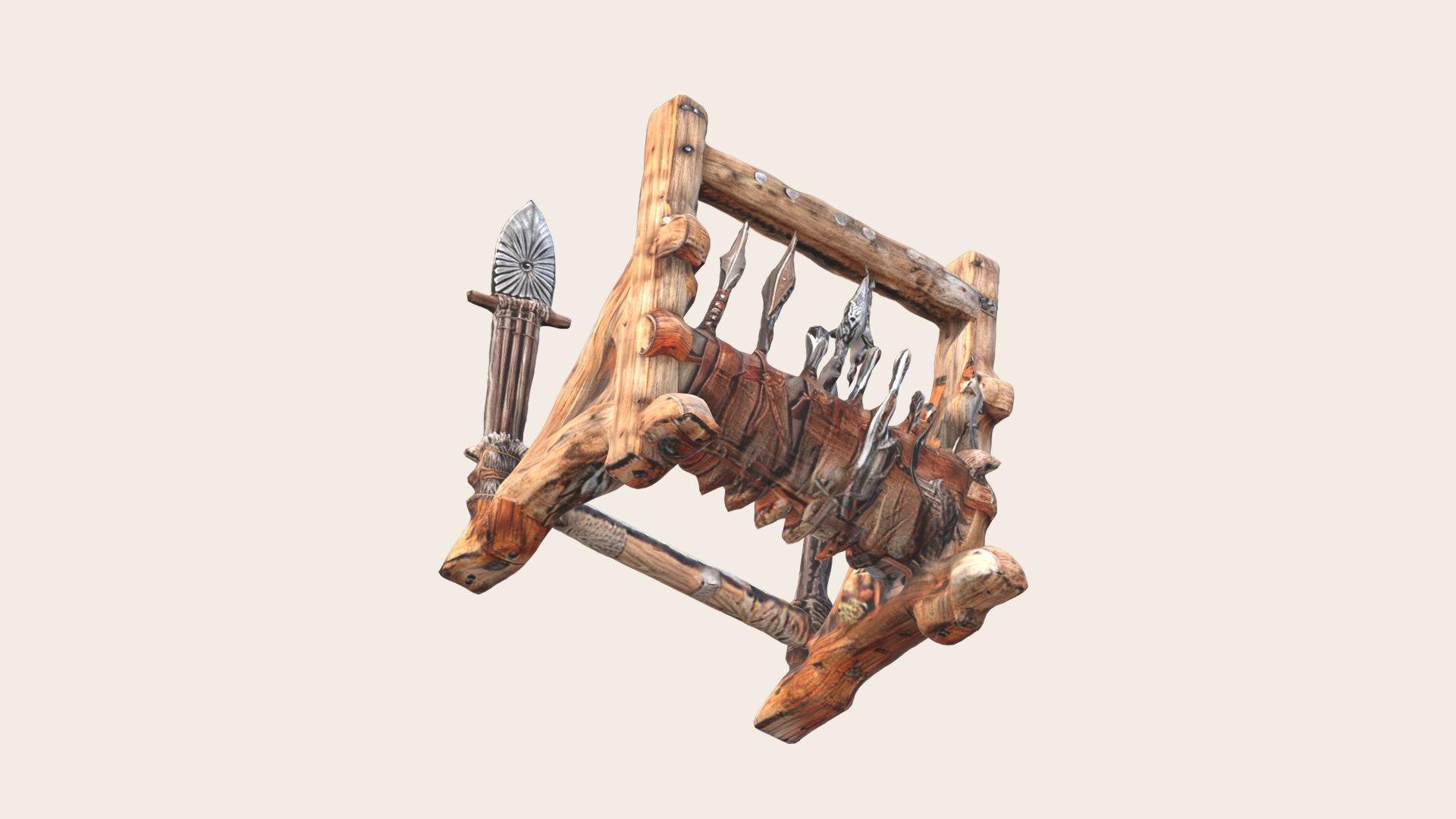 3D Wooden Weapon Rack - TurboSquid 2205302