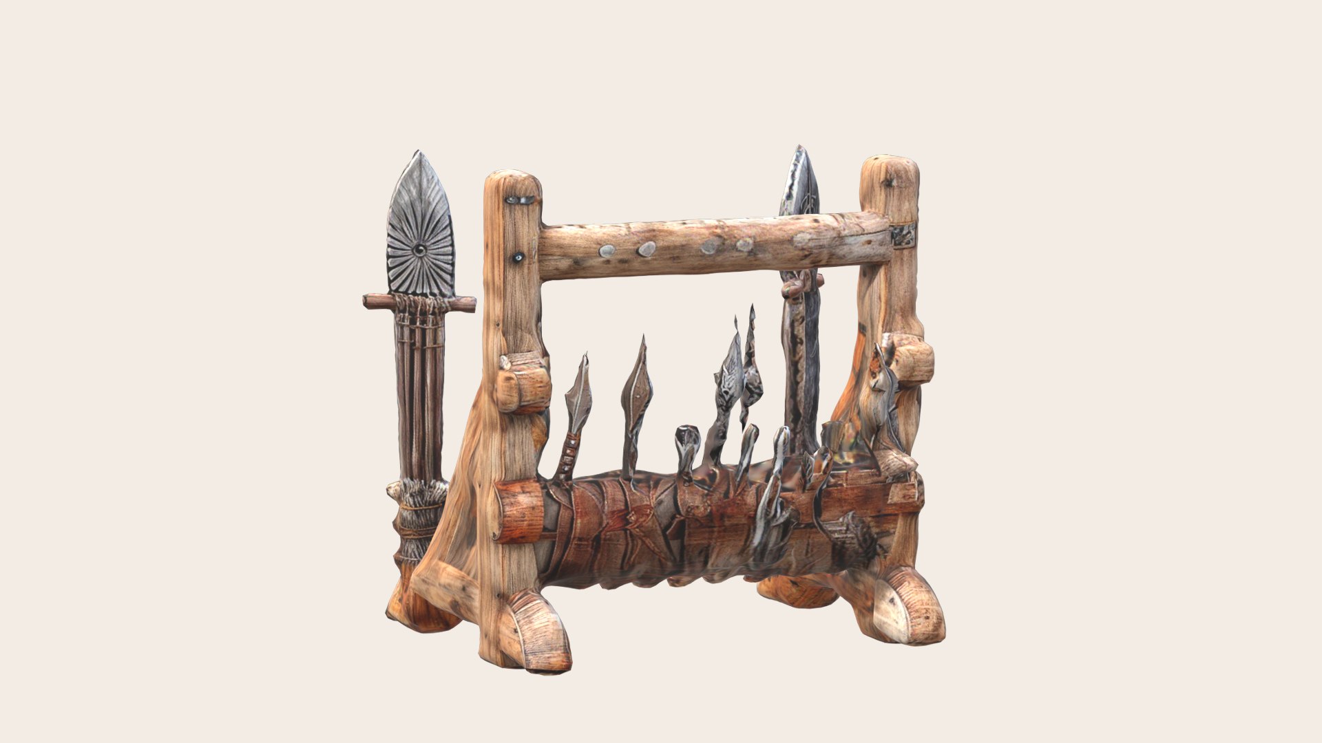 3D Wooden Weapon Rack - TurboSquid 2205302