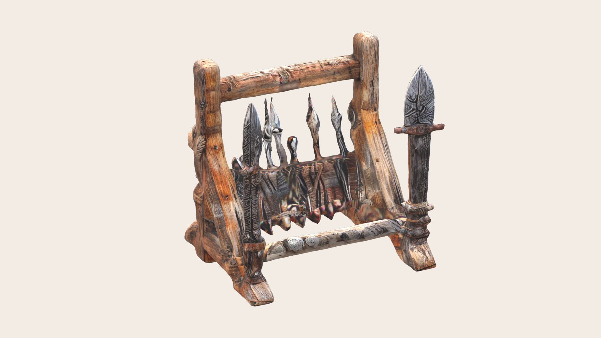 3D Wooden Weapon Rack - TurboSquid 2205302